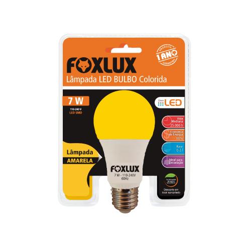 LÂMPADA LED COLOR A60 7 WATTS - AMARELO - BIVOLT - FOXLUX