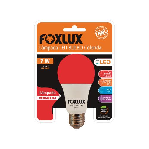 LÂMPADA LED COLOR A60 7 WATTS - VERMELHO - BIVOLT - FOXLUX