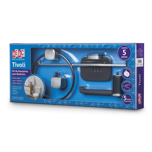 KIT ACESSÓRIOS 5 PEÇAS PRETO/CROMADO TIVOLI - HERC