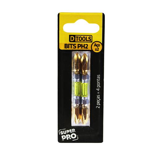 BITS PH2 DUPLO (COM 2 PEÇAS) 65MM SUPER PRO DTOOLS