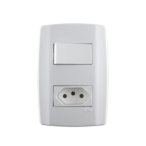 CONJUNTO INTERRUPTOR PARALELO + TOMADA 10A - LINHA SLIM - ILUMI CONJUNTO INTERRUPTOR PARALELO + TOMADA 10A - LINHA SLIM - ILUMI