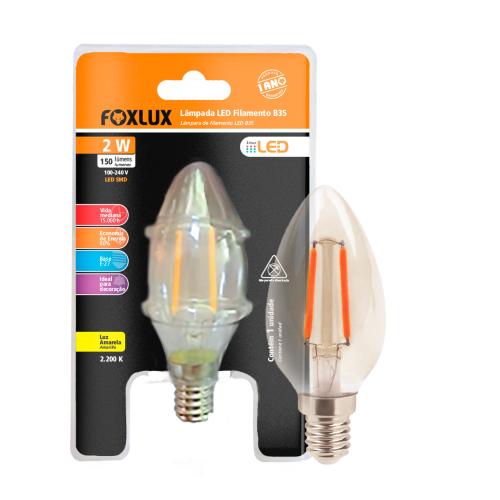 LÂMPADA LED VELA E27 2 WATTS - BIVOLT - FOXLUX