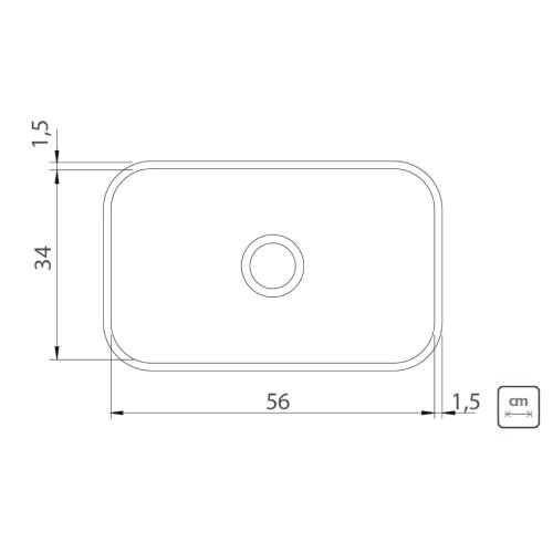 CUBA RETANGULAR INOX 56CM X 34CM SEM VÁLVULA POLIDA BASIC - TRAMONTINA