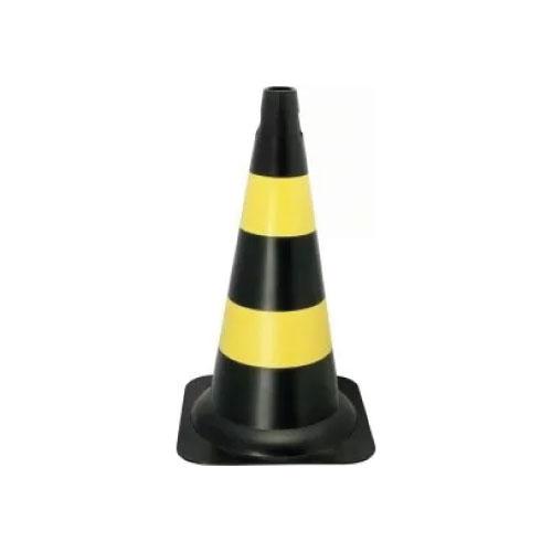 CONE DE SINALIZACAO PRETO/AMARELO 50CM - PLASTCOR